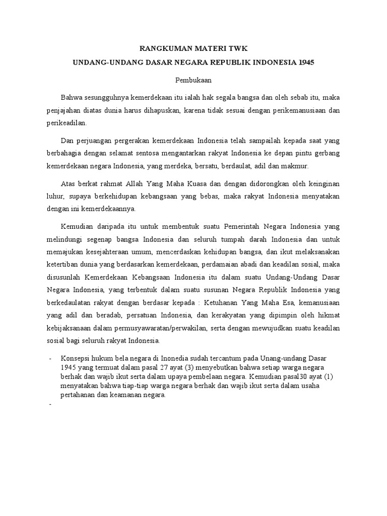 Rangkuman Materi TWK | PDF