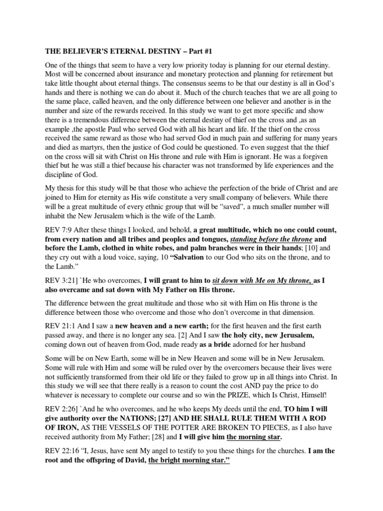 Eternal Destiny The Believer Part1 | PDF | Jesus | Logos (Christianity)