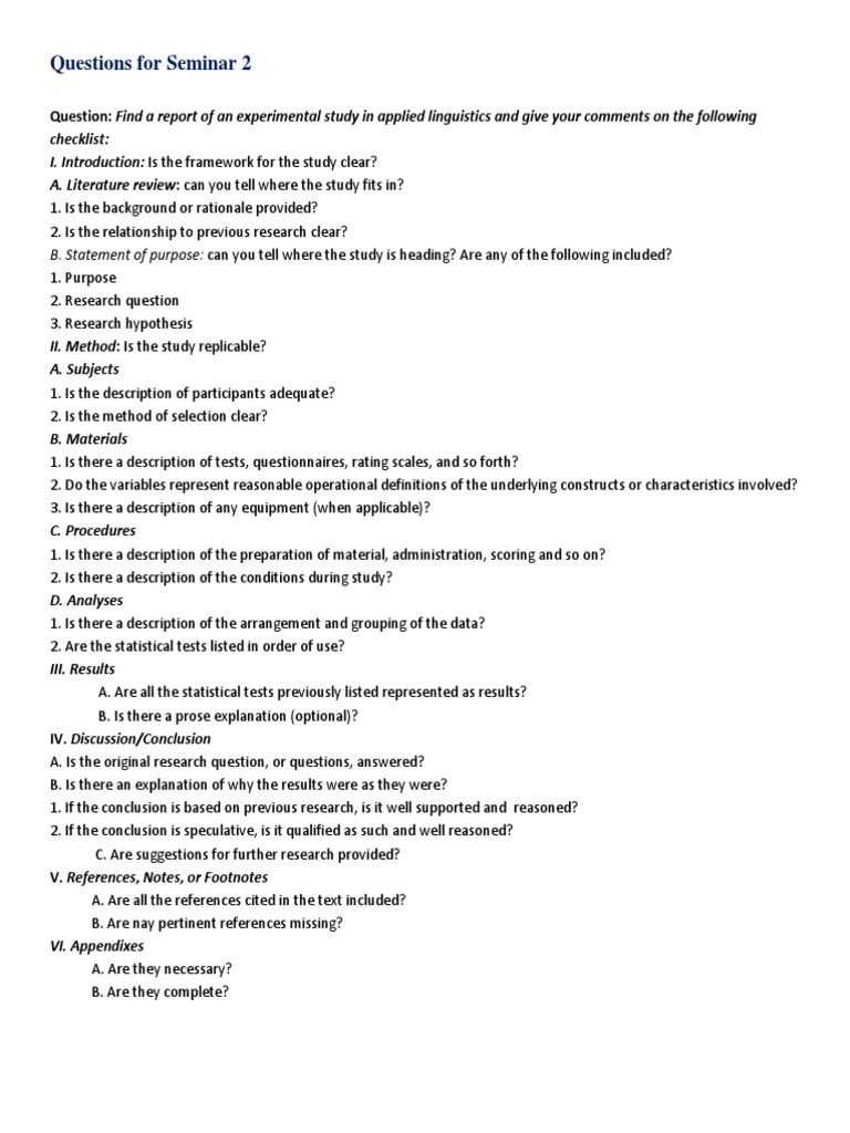 Questions For Seminar 2 | PDF