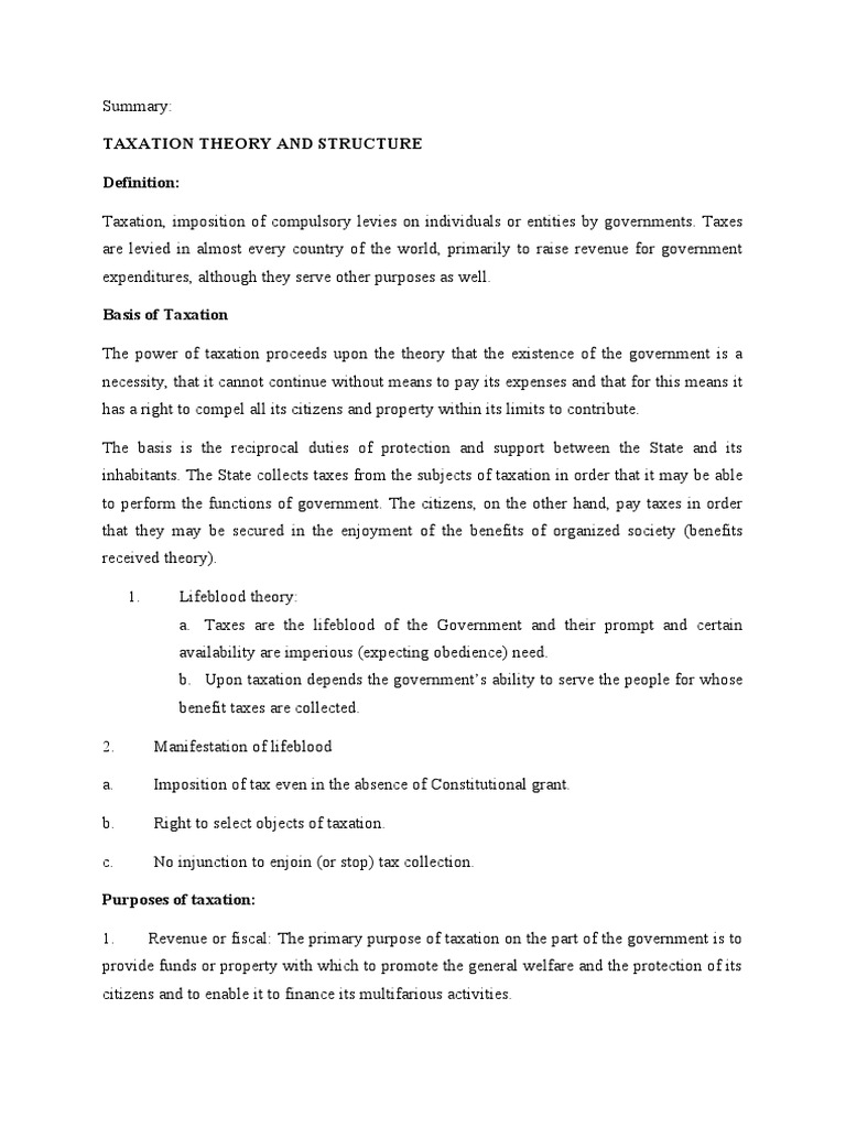 Taxation Theory and Structure Definition | PDF | Taxes | Labour Economics