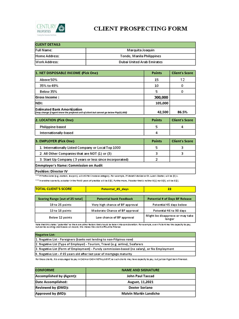 Client Prospecting Form | PDF | Economies | Financial Services