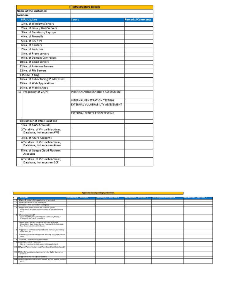 Scoping Sheet For Network Web App Mobile App Pdf Ios Web Application 
