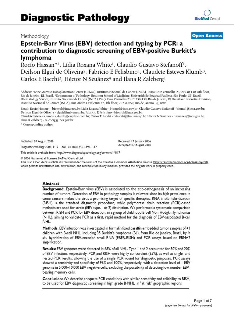 Epstein-Barr Virus (EBV) Detection and Typing by PCR A - Primer EBNA 2 ...