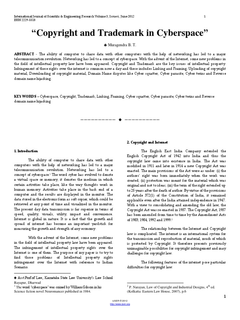 Copyright and Trademark in Cyberspace | PDF | Hyperlink | Copyright ...