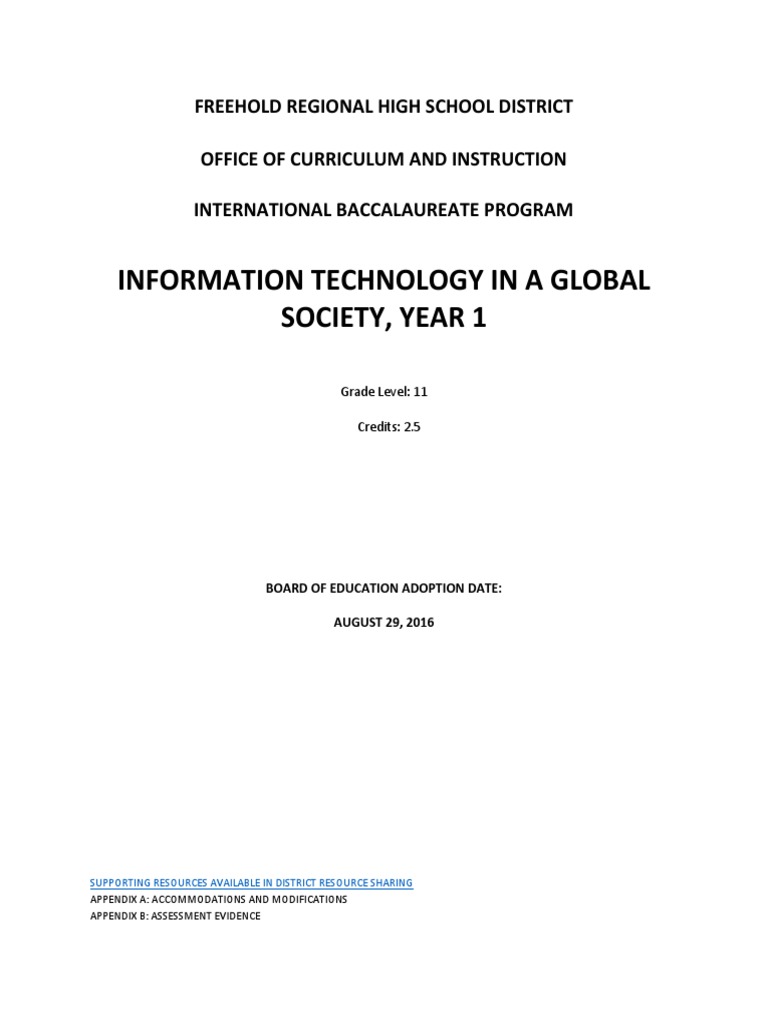Ib Itgs SL 1 | PDF | Educational Technology