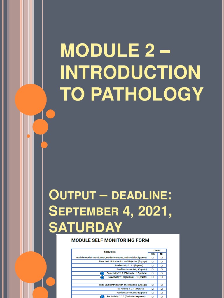MODULE 2 UNIT 1 Introduction To Pathology | PDF | Pathology | Infection