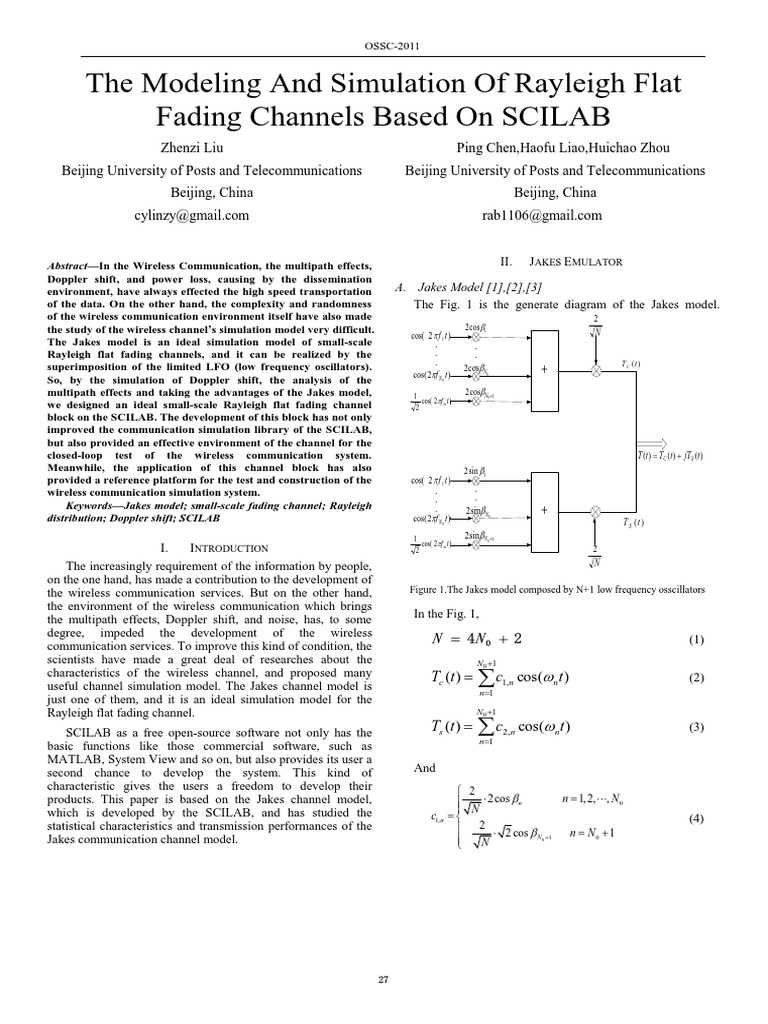 The Modeling and Simulation of Rayleigh Flat Fading Channels Based On ...