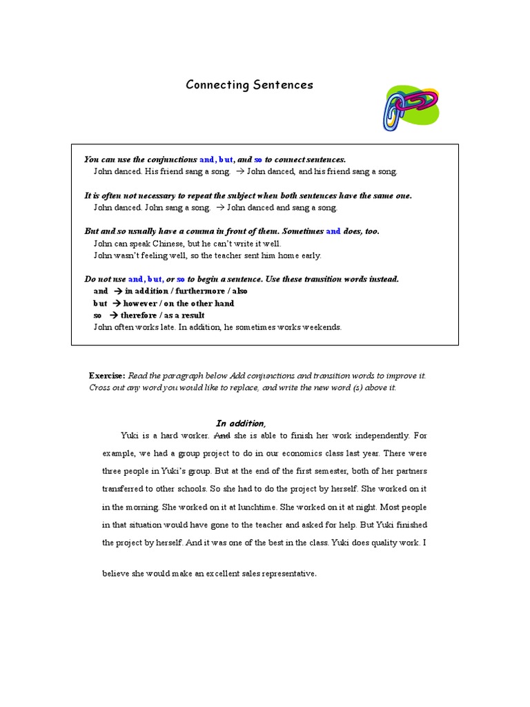 Connecting Sentences: And, But So | PDF