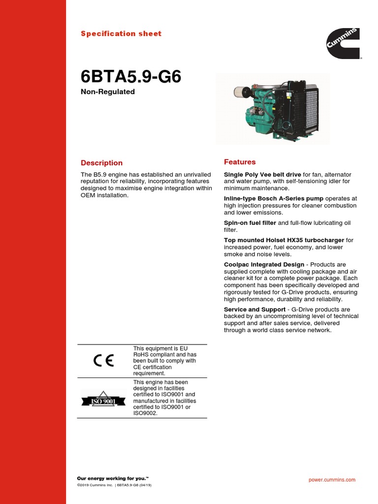 6bta5 9 G6 | PDF | Horsepower | Engines