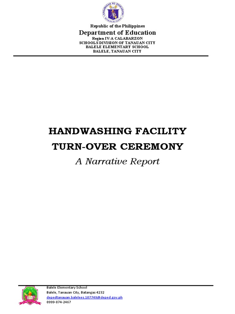 Handwashing Facility Turn-Over Ceremony: A Narrative Report | PDF ...