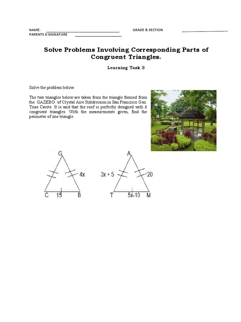 Solve Problems Involving Corresponding Parts of Congruent Triangles ...