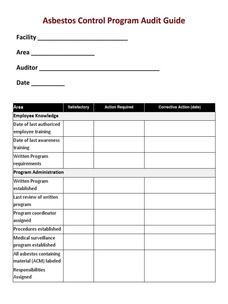 Asbestos Control Program Audit Guide | PDF