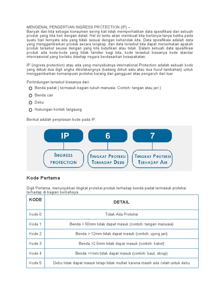 Mengenal Pengertian Ingress Protection | PDF