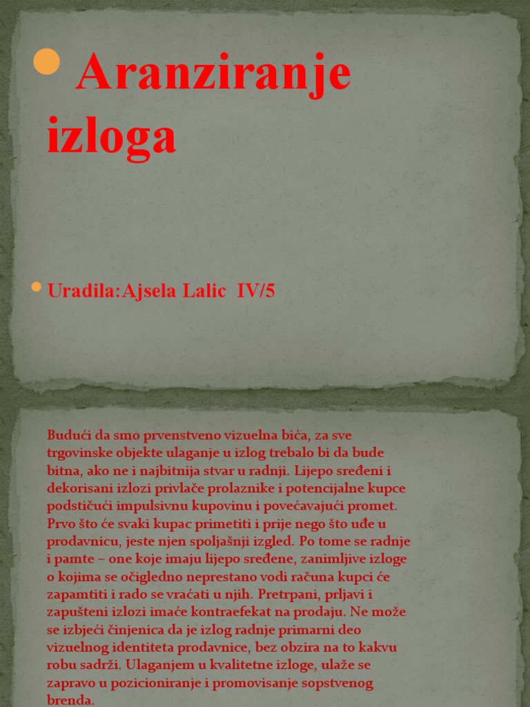 Aranziranje Izloga | PDF