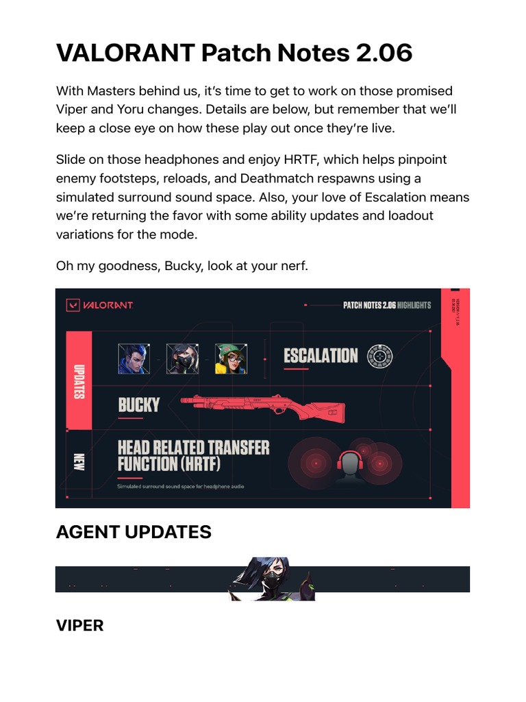 Valorant Patch Notes 2.06 | PDF