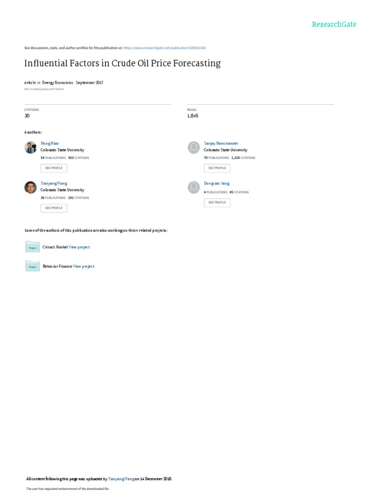 Crude Oil Price Forecast Factors | PDF | Price Of Oil | Forecasting
