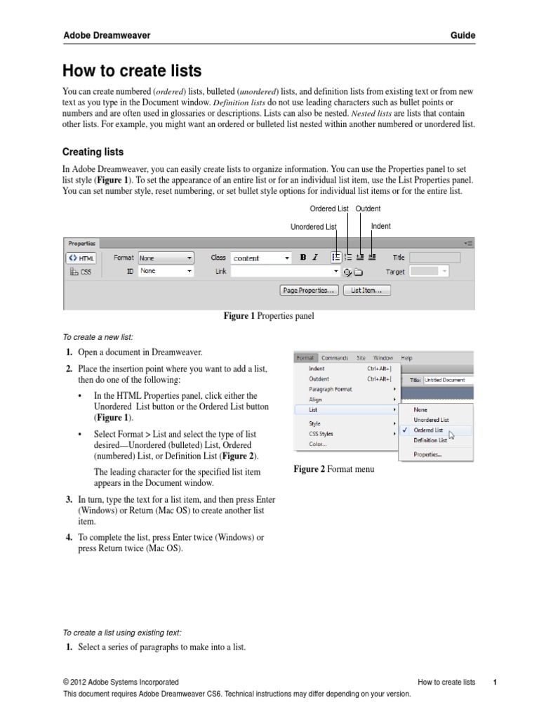 DW Howto Create Lists | PDF | Html Element | Software Development