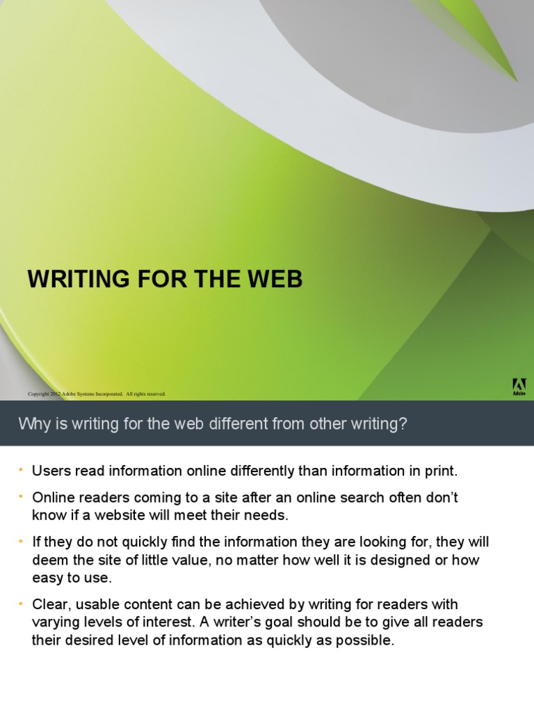 Writing For The Web | PDF | World Wide Web | Internet & Web