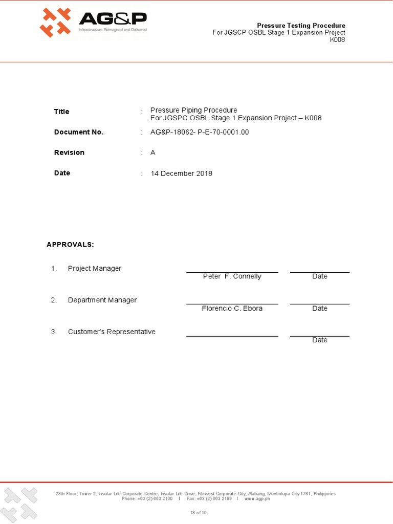 P9127 - Piping Pressure Testing - Rev 0 - GENERIC | PDF | Pipe (Fluid ...