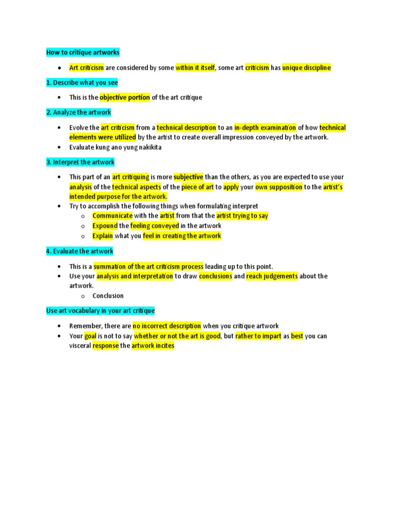 Art Critique: A Step-by-Step Guide | PDF | Art | Self-Improvement