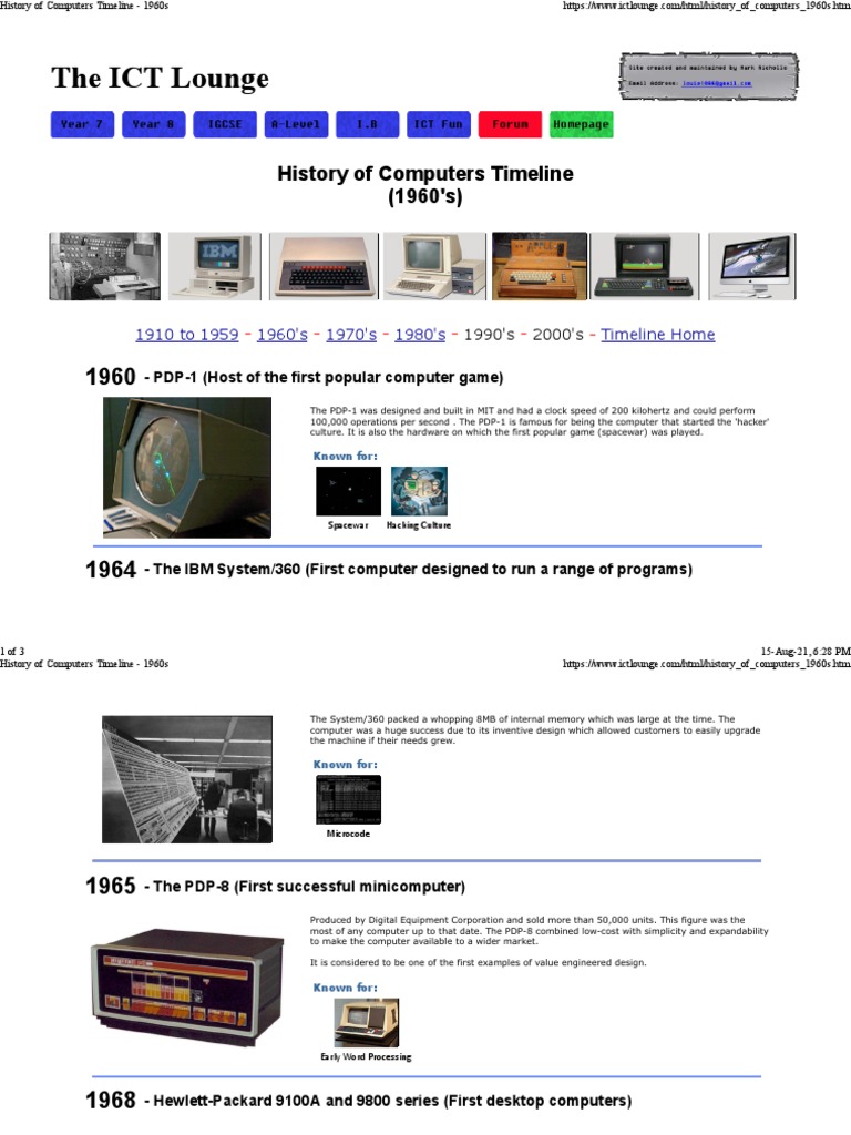 Computers of the 1960s: Key Milestones | PDF | Computer Architecture ...