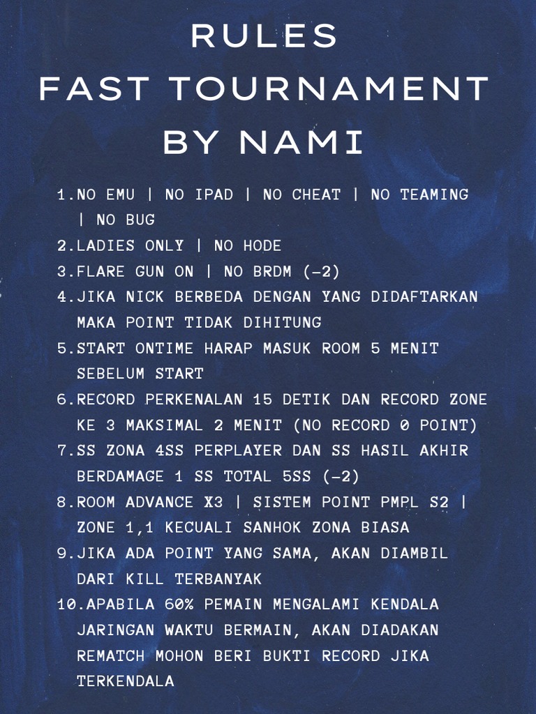 Rules Fast Tournament Nami | PDF