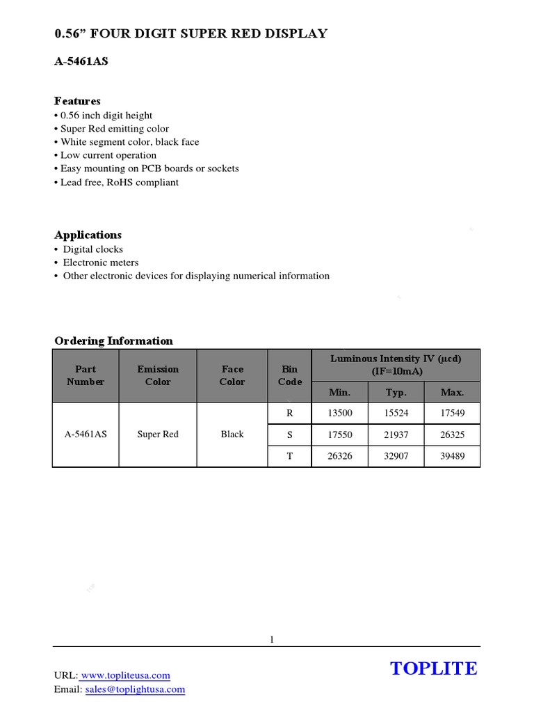 Datasheet 7x4 Segment | PDF | Soldering | Color
