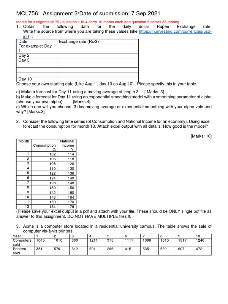 Assignment 2 Dos 7 Sep 2021 | PDF | Forecasting | Moving Average