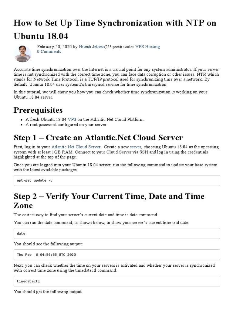 How To Set Up Time Synchronization With Ntp On Ubuntu 1804 Pdf Computer Engineering