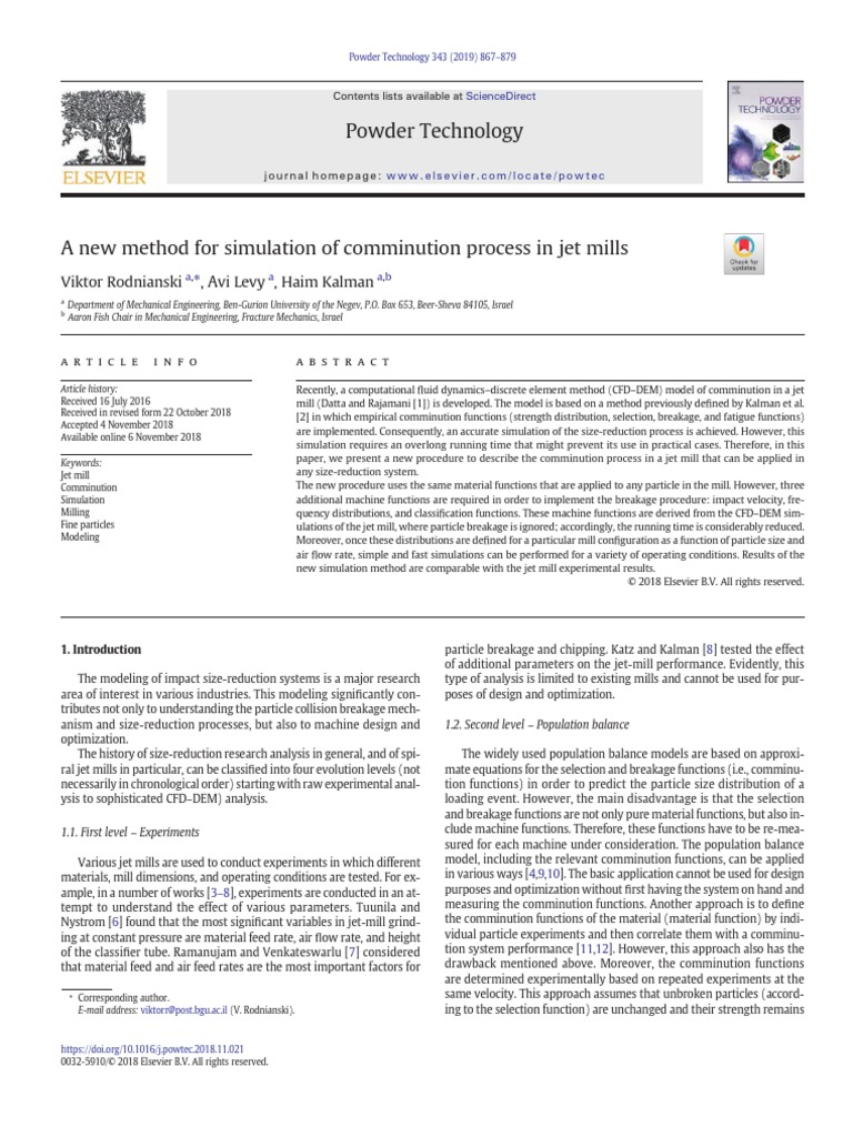 A New Method For Simulation of Comminution Process in Jet Mills | PDF ...