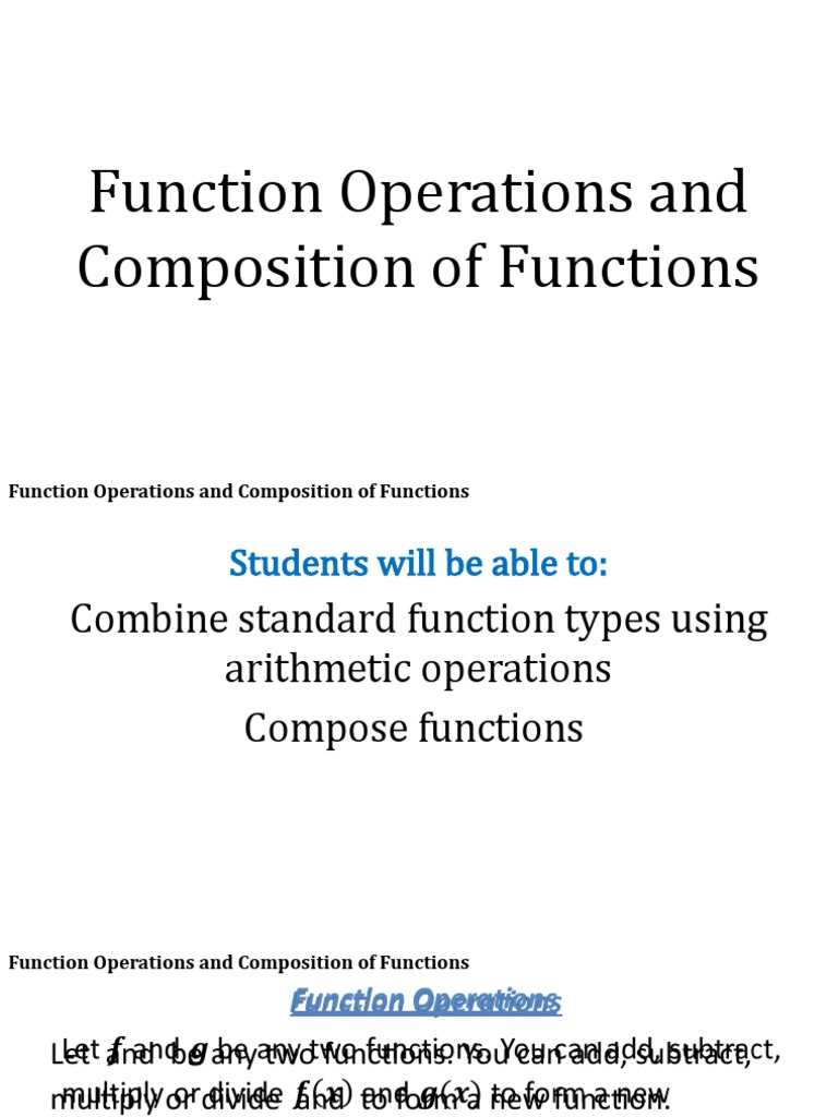 Function Operations and Composition of Functions | PDF | Function ...