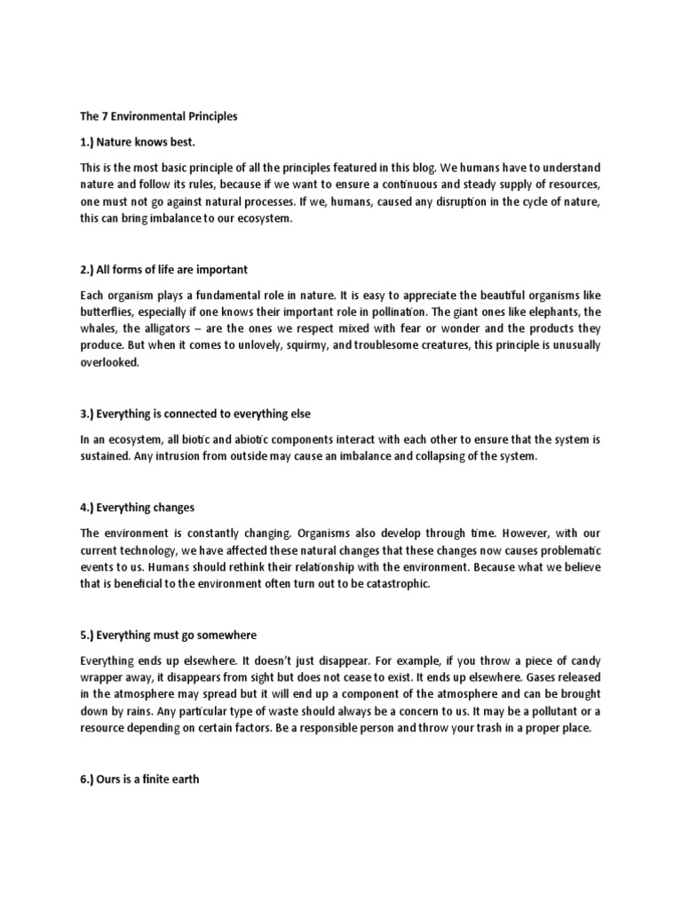 The 7 Environmental Principles 1.) Nature Knows Best | PDF | Nature ...