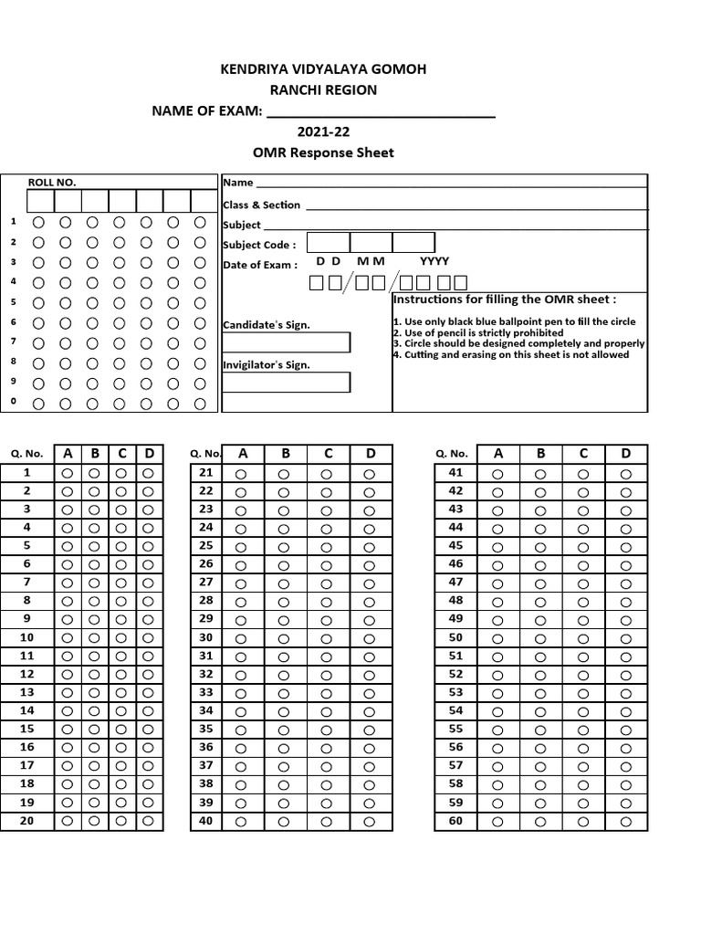 Blank OMR Sheet | PDF | Optical Character Recognition