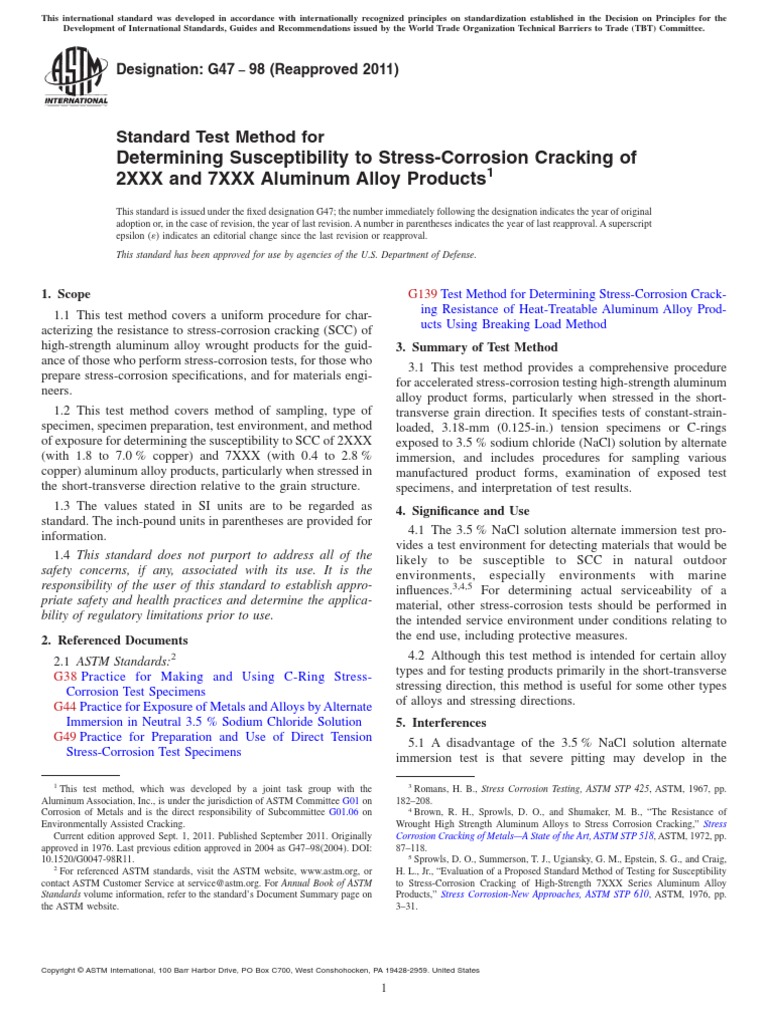 Astm G47 | PDF | Fracture | Stress (Mechanics)