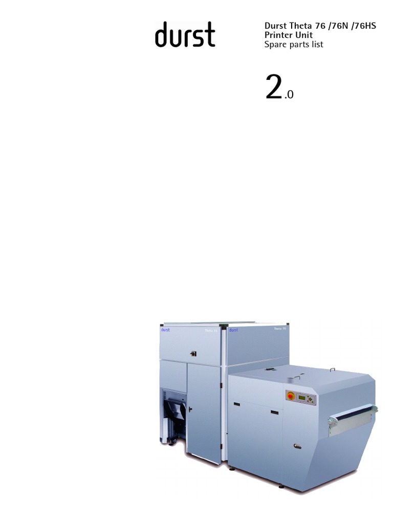 Durst Theta 76 Spare Parts List | PDF | Belt (Mechanical) | Patent