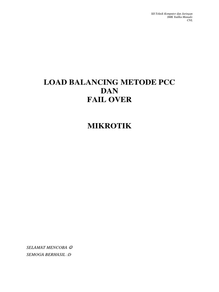 JobSheet Load Balancing Metode PCC | PDF
