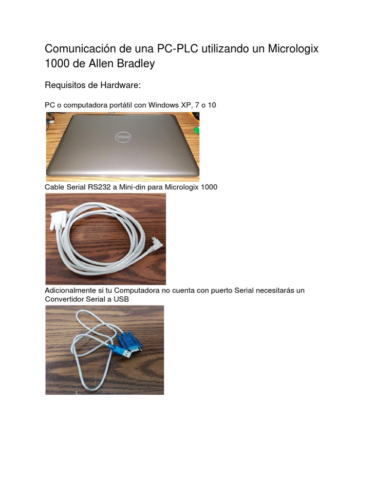 Comunicación de Una PC-PLC Utilizando Un Micrologix 1000 de Allen ...