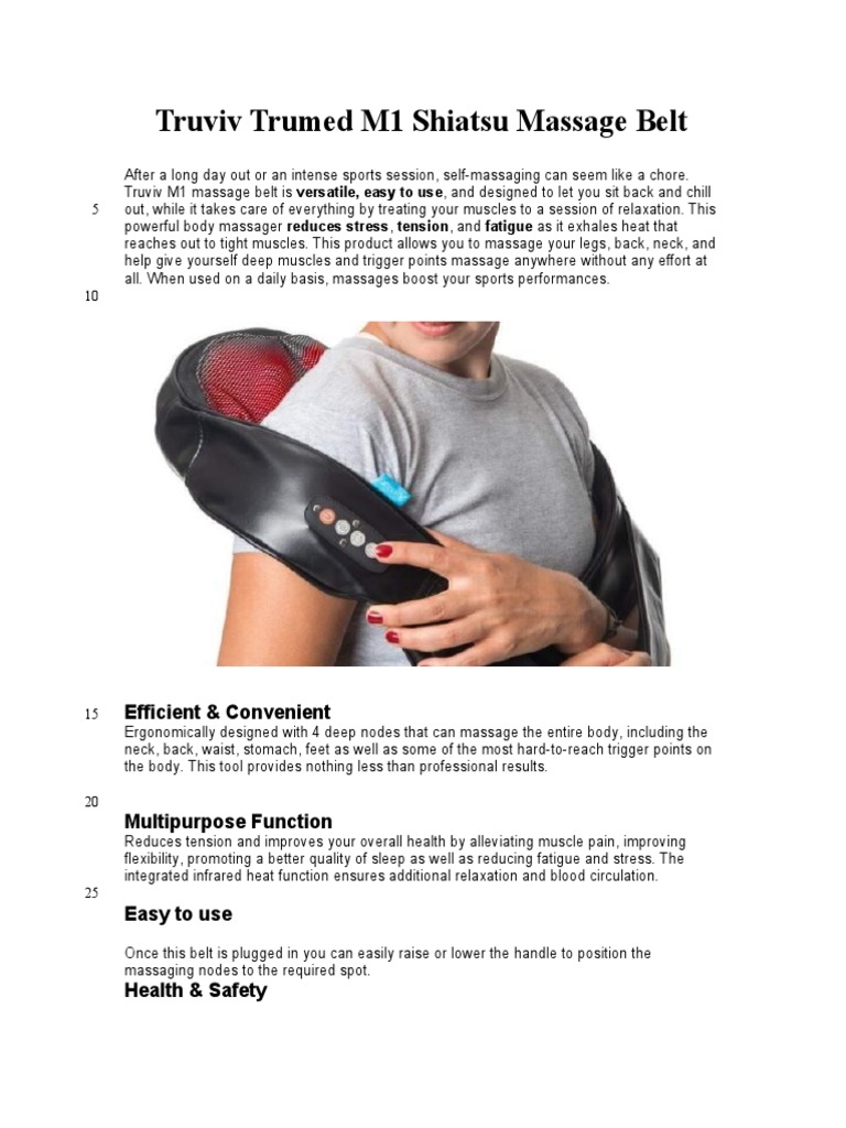 Truviv Trumed M1 Shiatsu Massage Belt | PDF | Massage | Relaxation (Psychology)