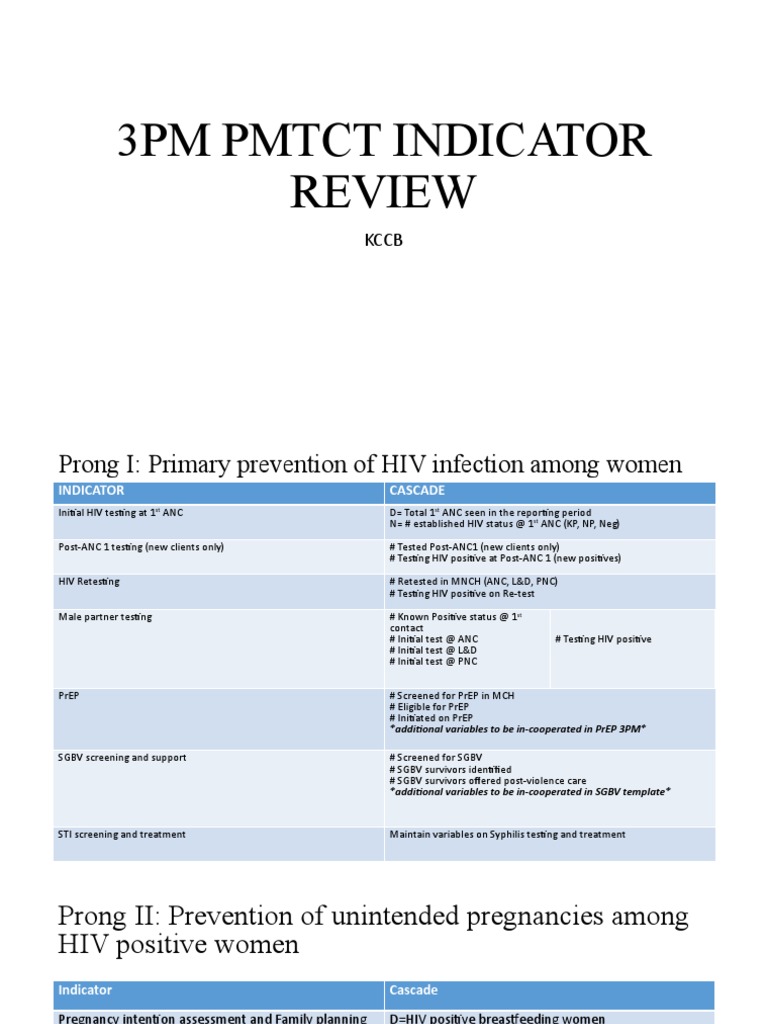 3PM PMTCT Indicator Review | PDF | Hiv | Sexually Transmitted Diseases ...
