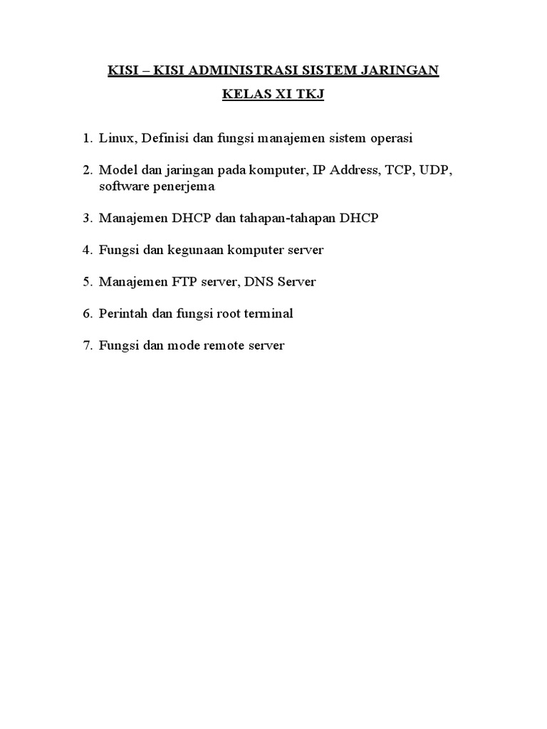 Kisi-Kisi Asj Xi TKJ | PDF