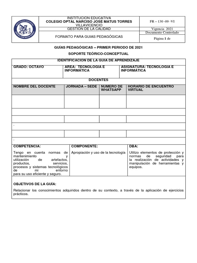 Tecnologia e Informática Grado 8 | PDF | Herramientas | Gestión de la ...