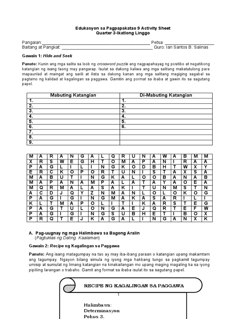 EsP 9-Q3-Week 3-SIPacks - CSFP | PDF
