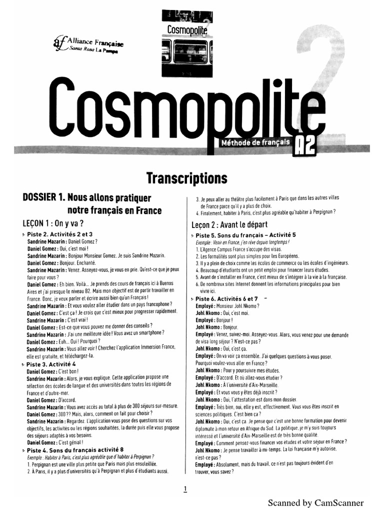 Cosmopolite 2. Transcriptions | PDF