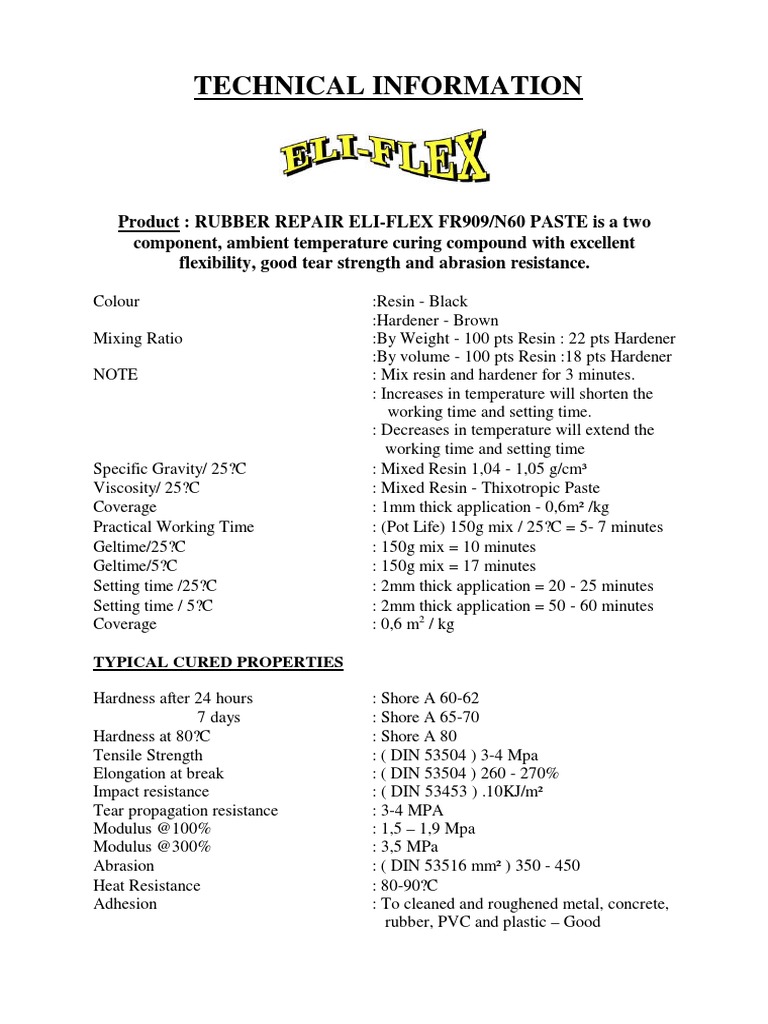 Ficha Técnica Eli-Flex | PDF | Epoxy | Natural Rubber