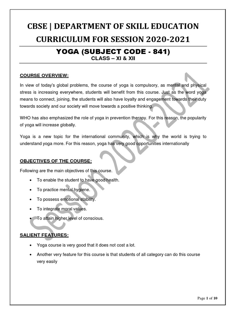 Cbse - Department of Skill Education Curriculum For Session 2020-2021 ...