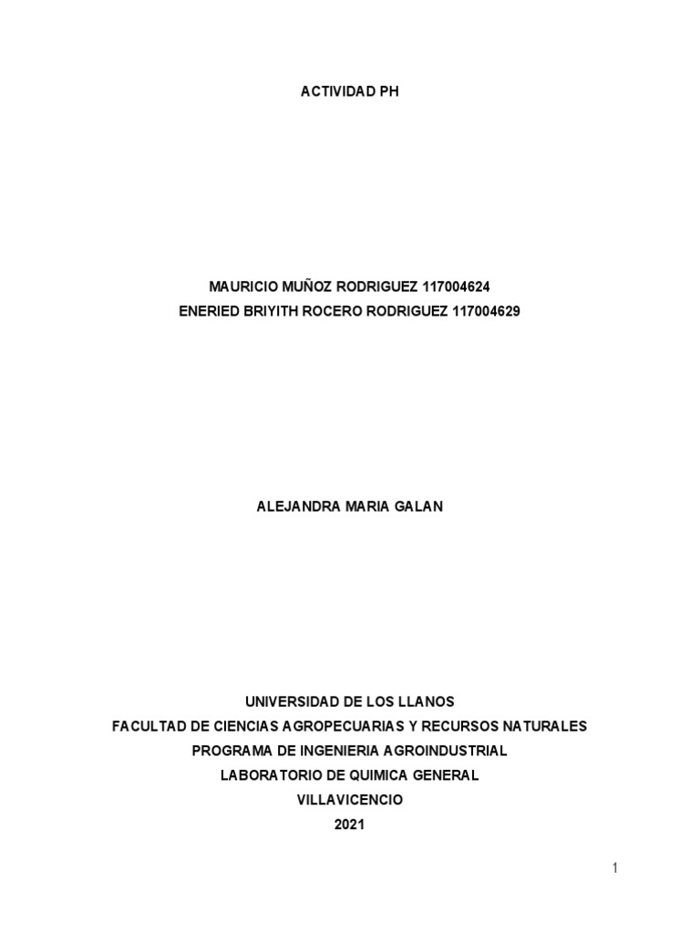 Informe PH | PDF | Ph | Ciencias fisicas