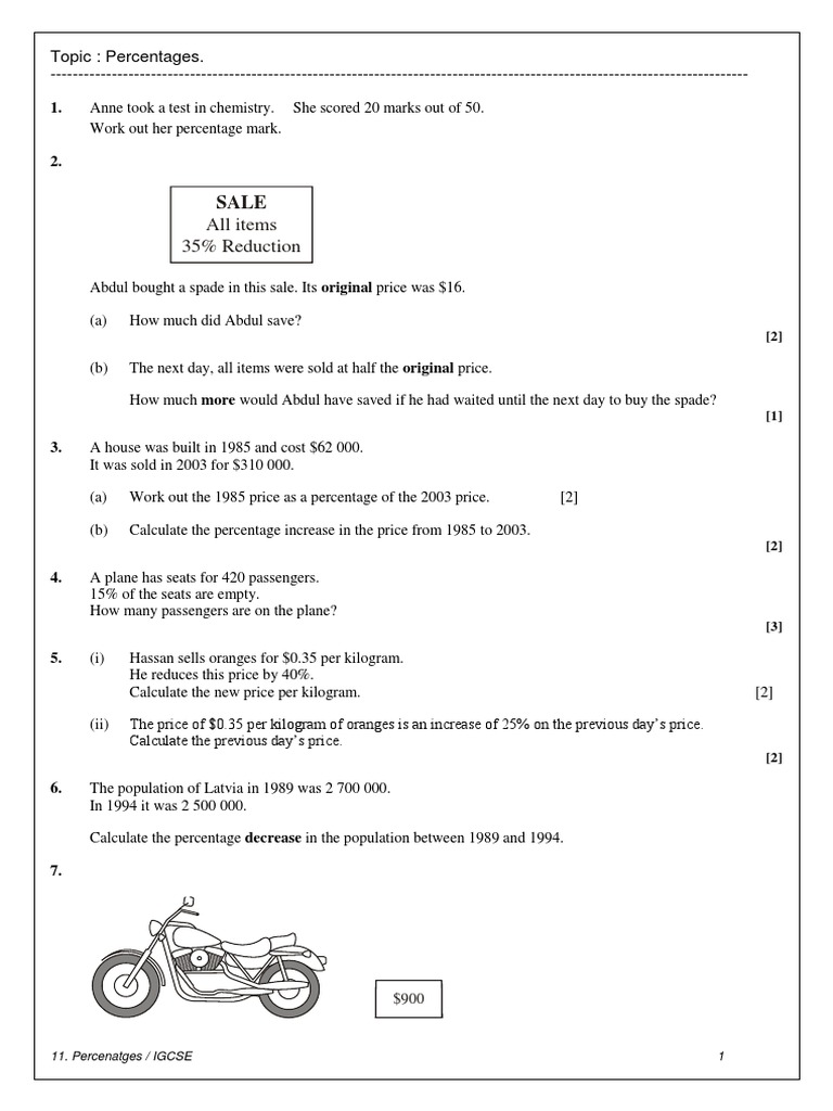 Class 7 Percentages and Applications | PDF | Interest | Taxes