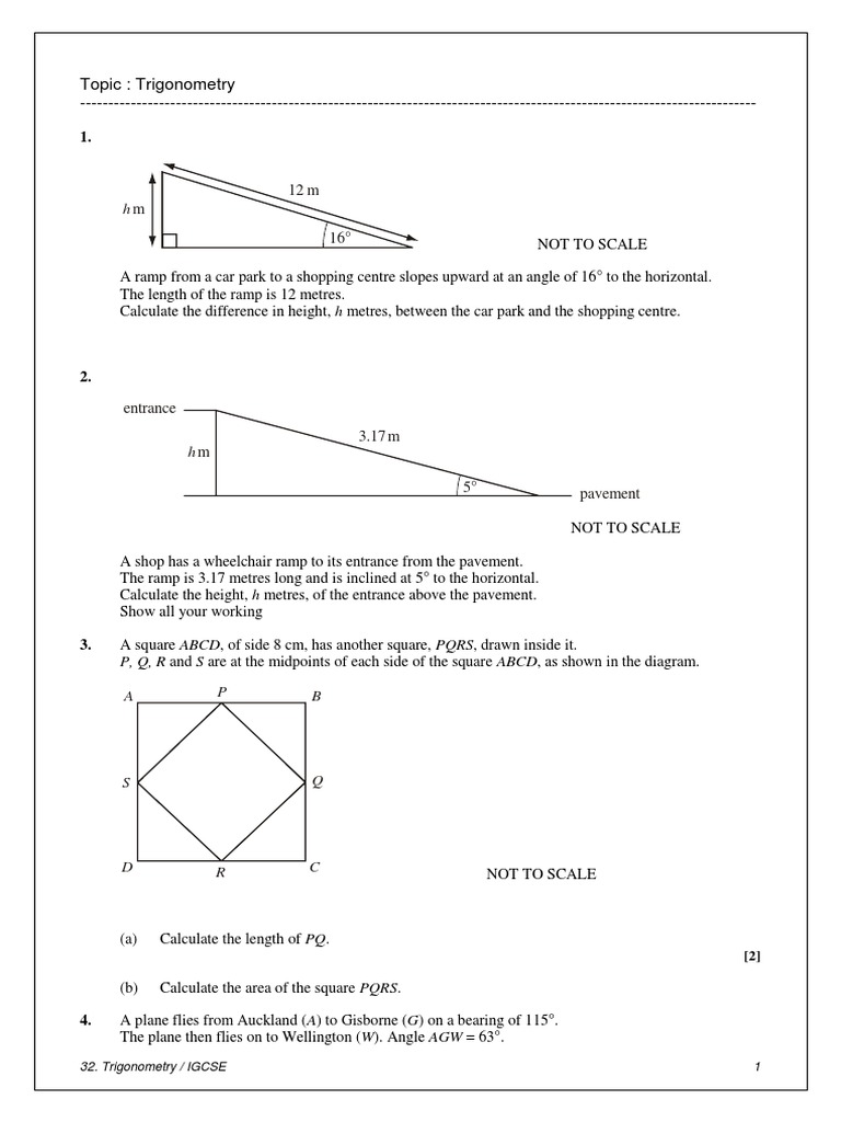 Worksheet No. 4 Trigonometry | PDF | Area | Triangle