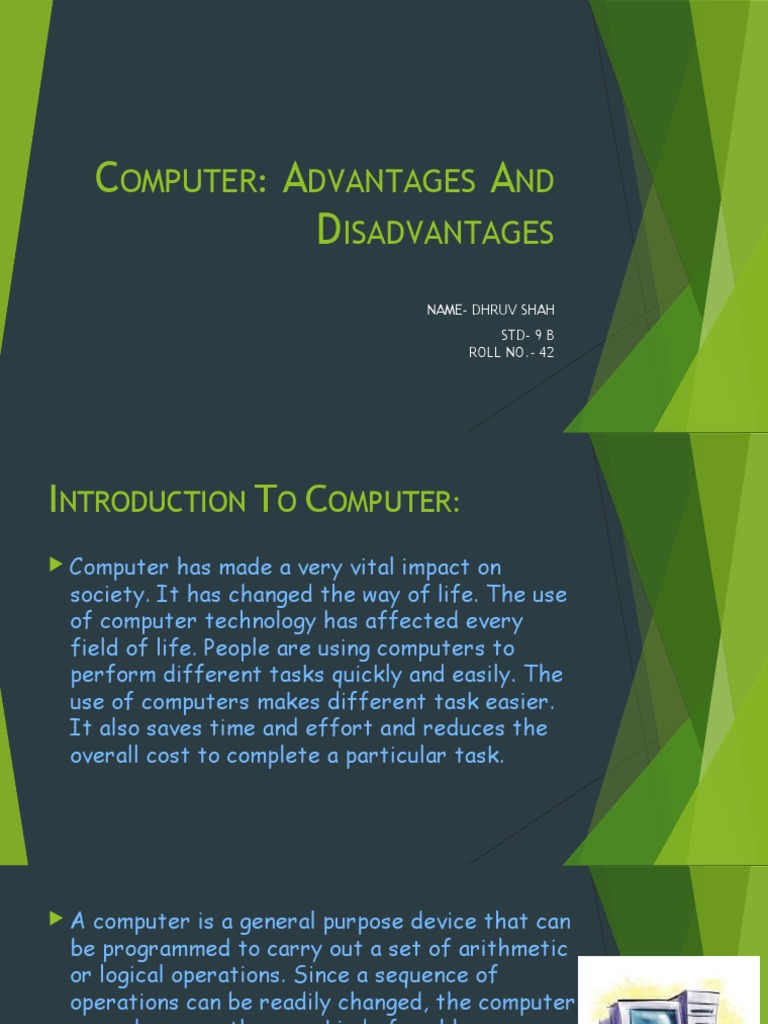 Advantages and Disadvantages of Computer - 2 | PDF | Central Processing ...