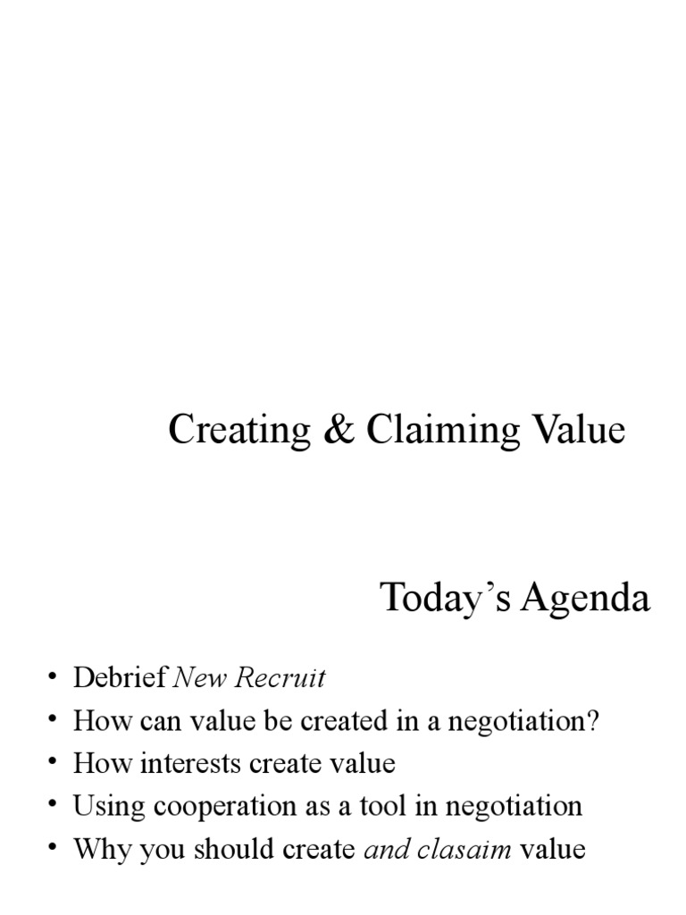 Class Creating and Claiming Value s1 | PDF | Negotiation | Economies